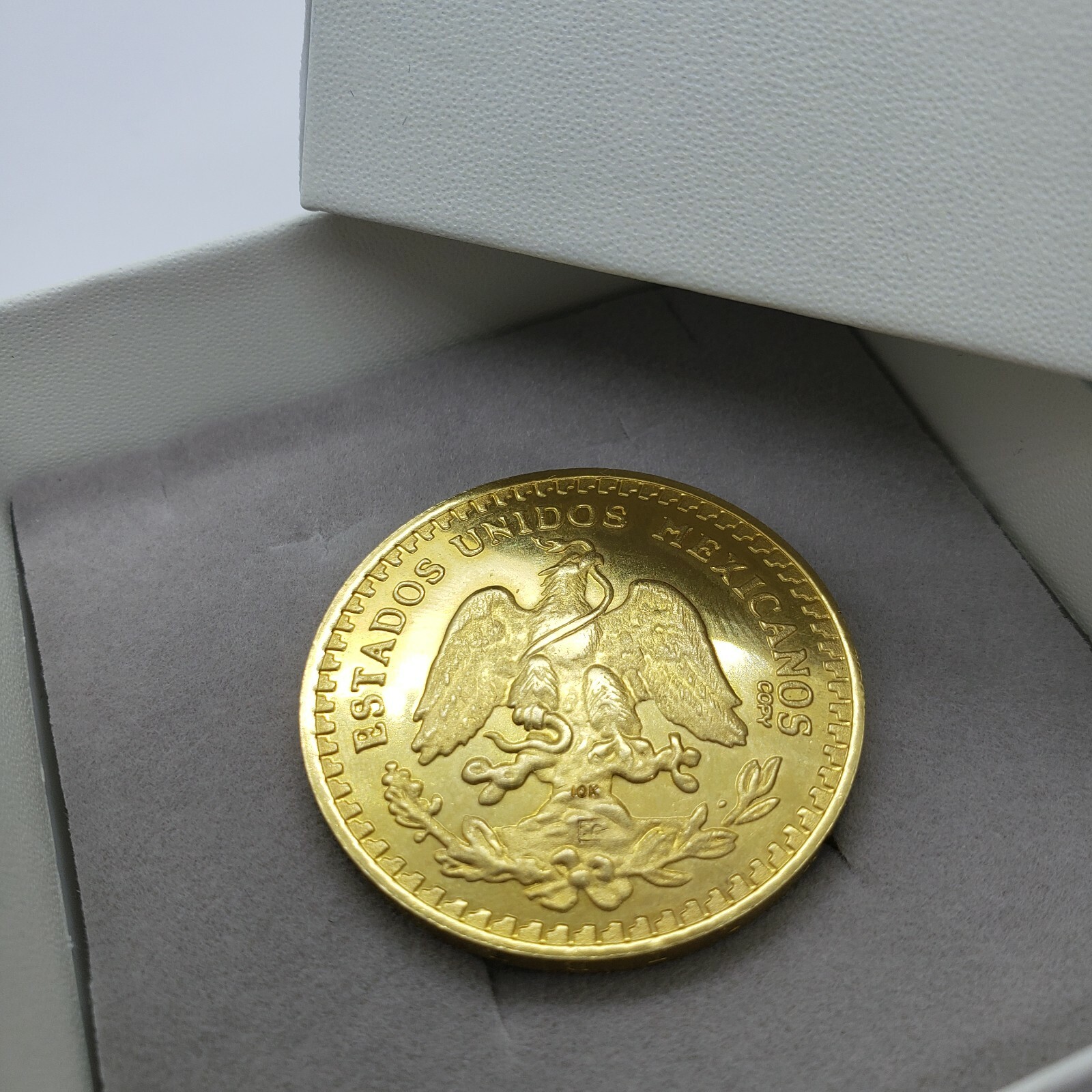 14K Yellow Real Gold Eagle COIN Mexico 50 Pesos 37.5mm diameter w/out ...