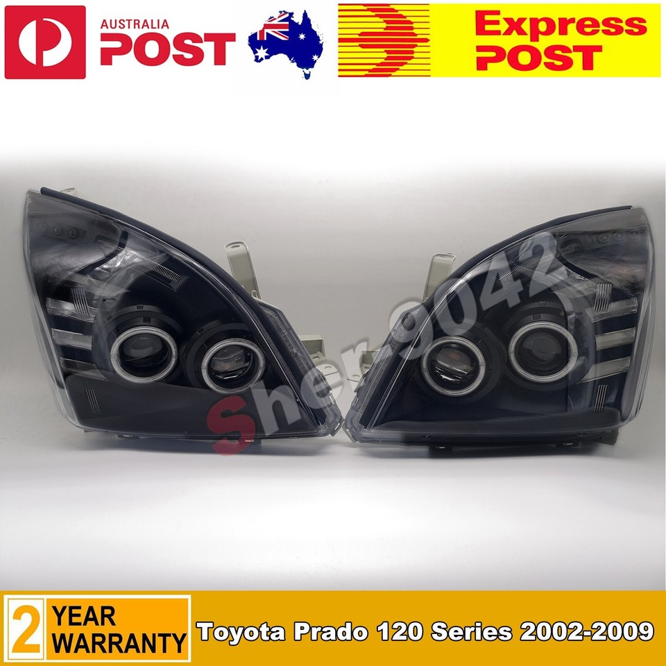 For Toyota Prado 120 Series 02-09 LED Headlights Pair Front Lamp Angel ...