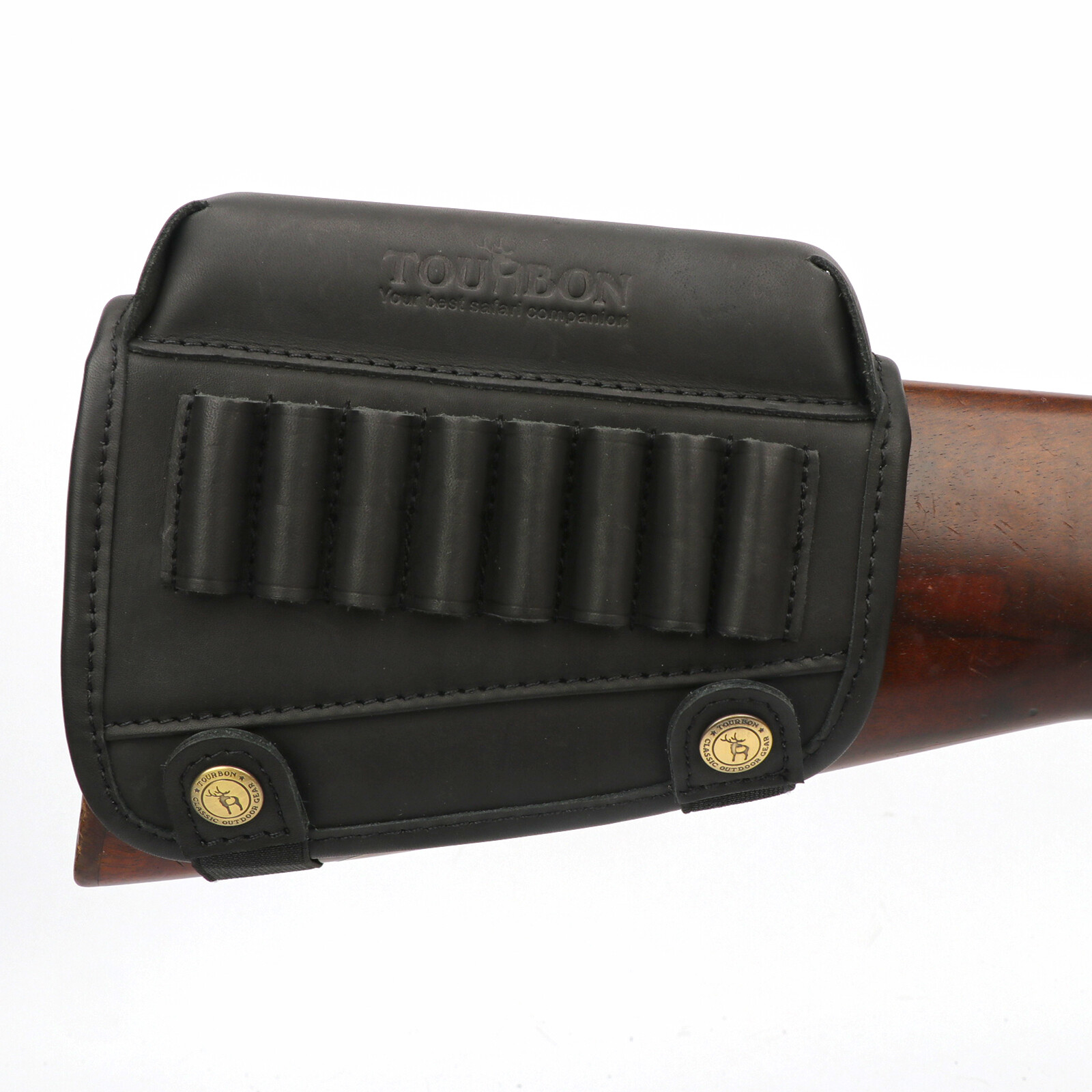 TOURBON Black Leather Rifle Cartridge Holder Ammo Buttstock Cheek Rest ...