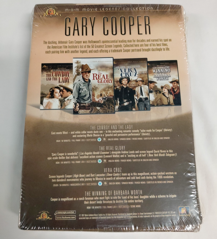 Gary Cooper MGM Movie Legends Collection (DVD, 2007, 4-Disc Set) NEW ...