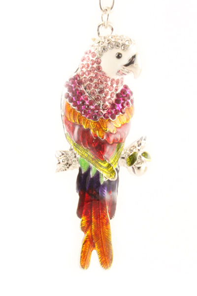 Parrot Multi-Color Keychain Rhinestone Crystal Cute Animal Bird Charm ...