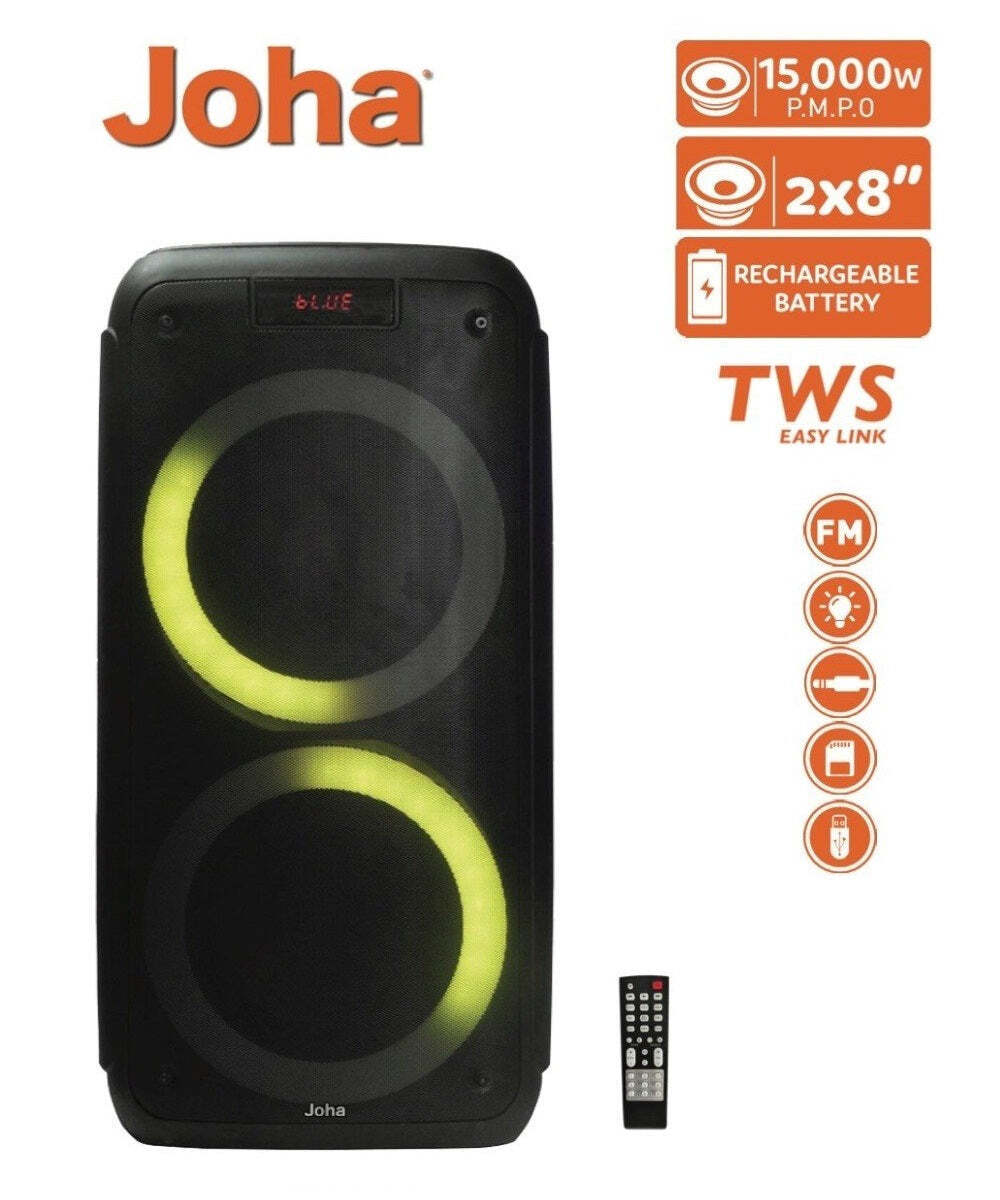Joha 15000W Rechargeable RGB Party Bluetooth Wireless Speaker (BT/SD/FM ...