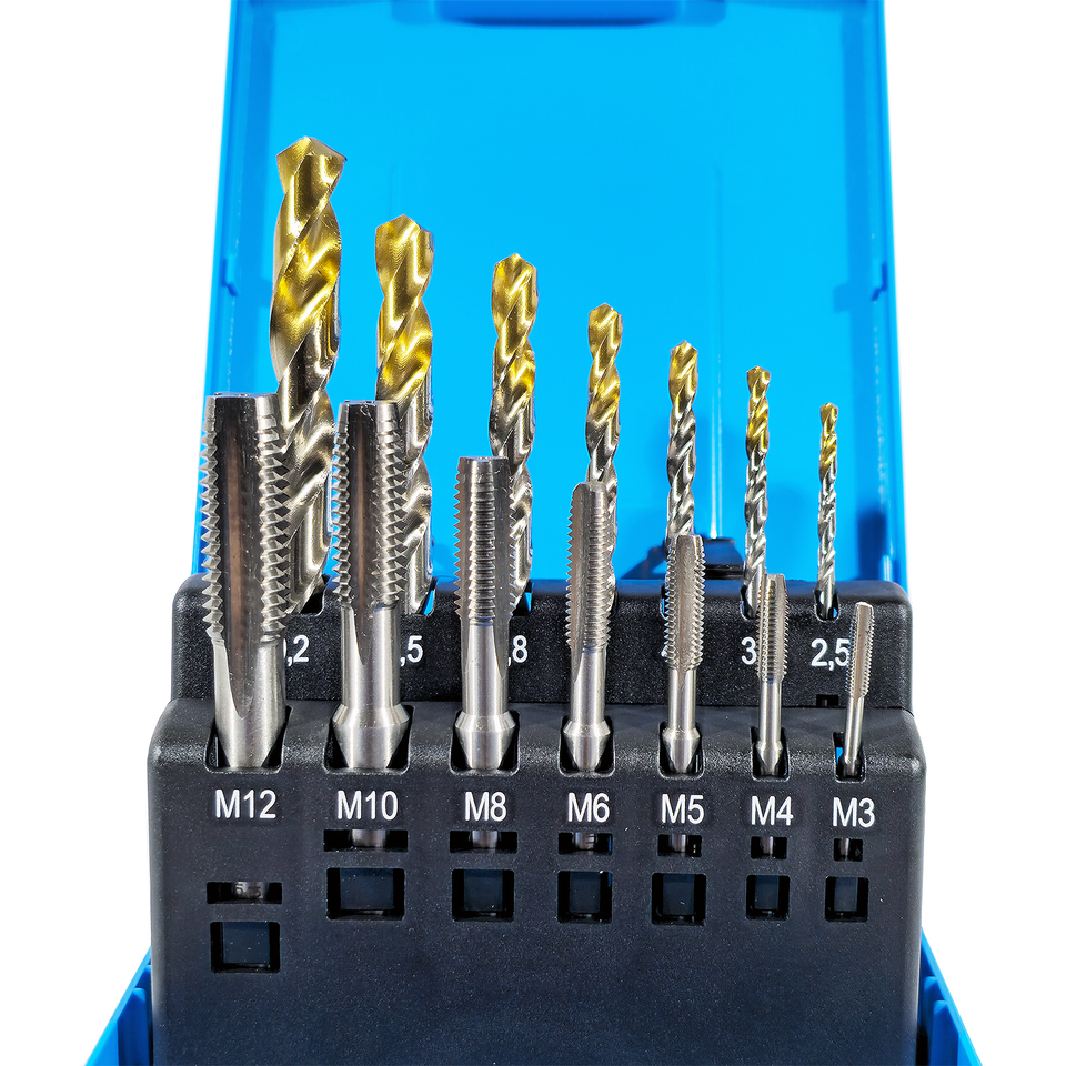 PRESTO TAP AND DRILL SET HSS M3-M12 METRIC 6955560000M3-M12 TiN TIPPED ...