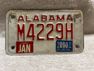 Vintage 2000 Alabama Motorcycle License Plate | eBay