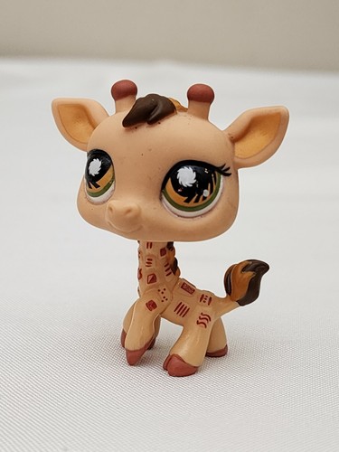 Littlest Pet Shop Tan Orange Brown Giraffe #902 Orange Green Swirl Eyes ...