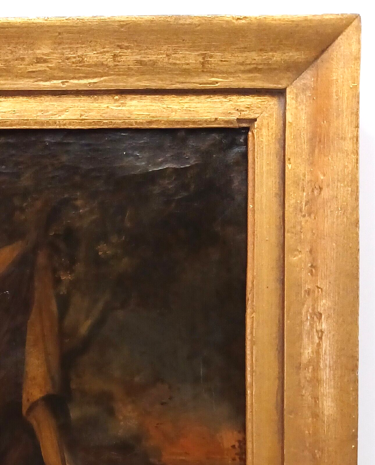 LISTED ARTIST LOUIS BRUNEL SIGNED ANTIQUE OIL on CANVAS "SHELTER ...