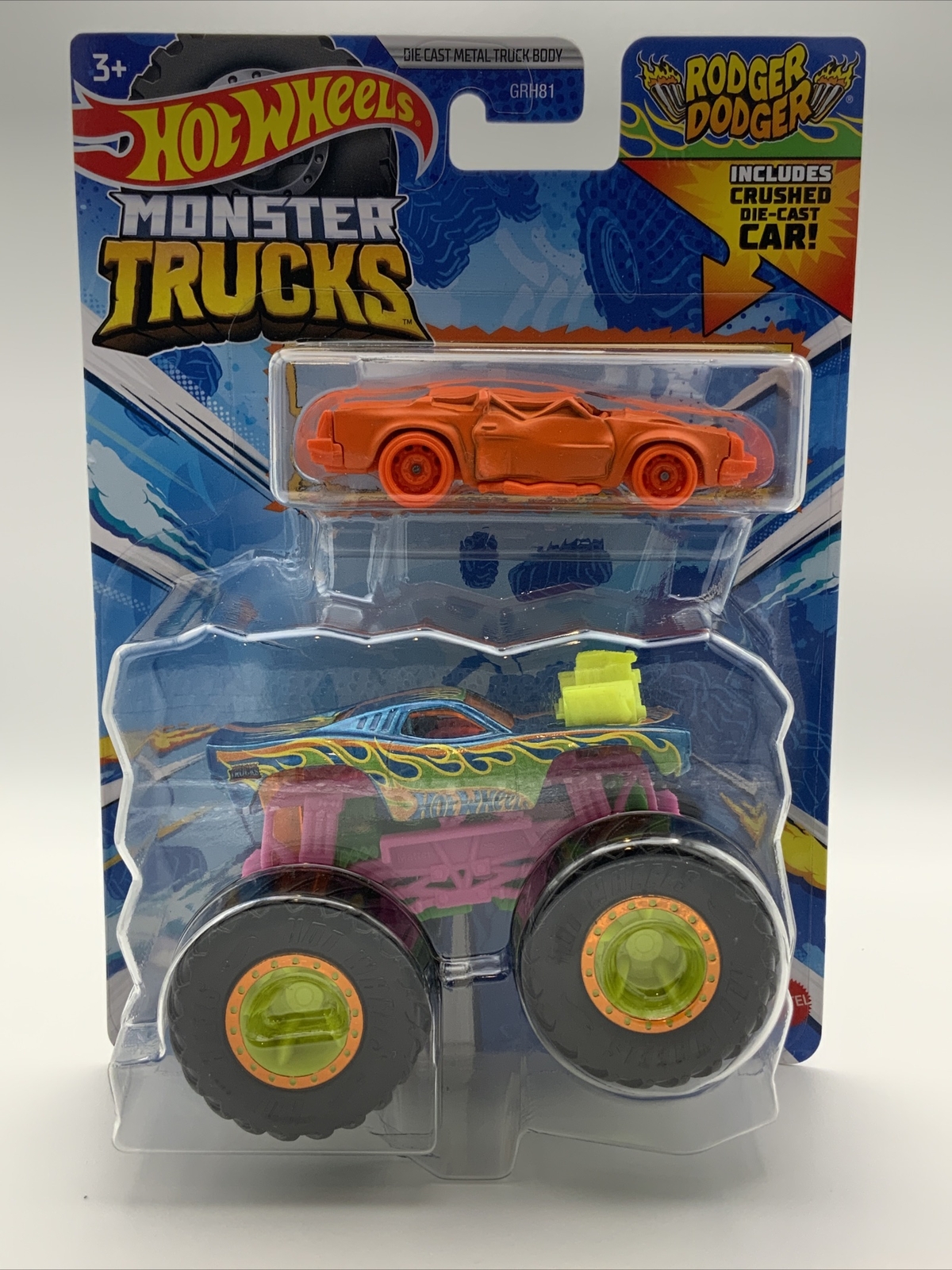 HOT WHEELS MONSTER TRUCK RODGER DODGER 2-PACK BLUE 1:64 | eBay