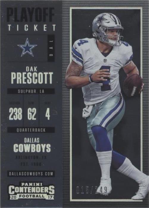 2017 Panini Contenders - Season Ticket Dak Prescott #76 Playoff Ticket ...