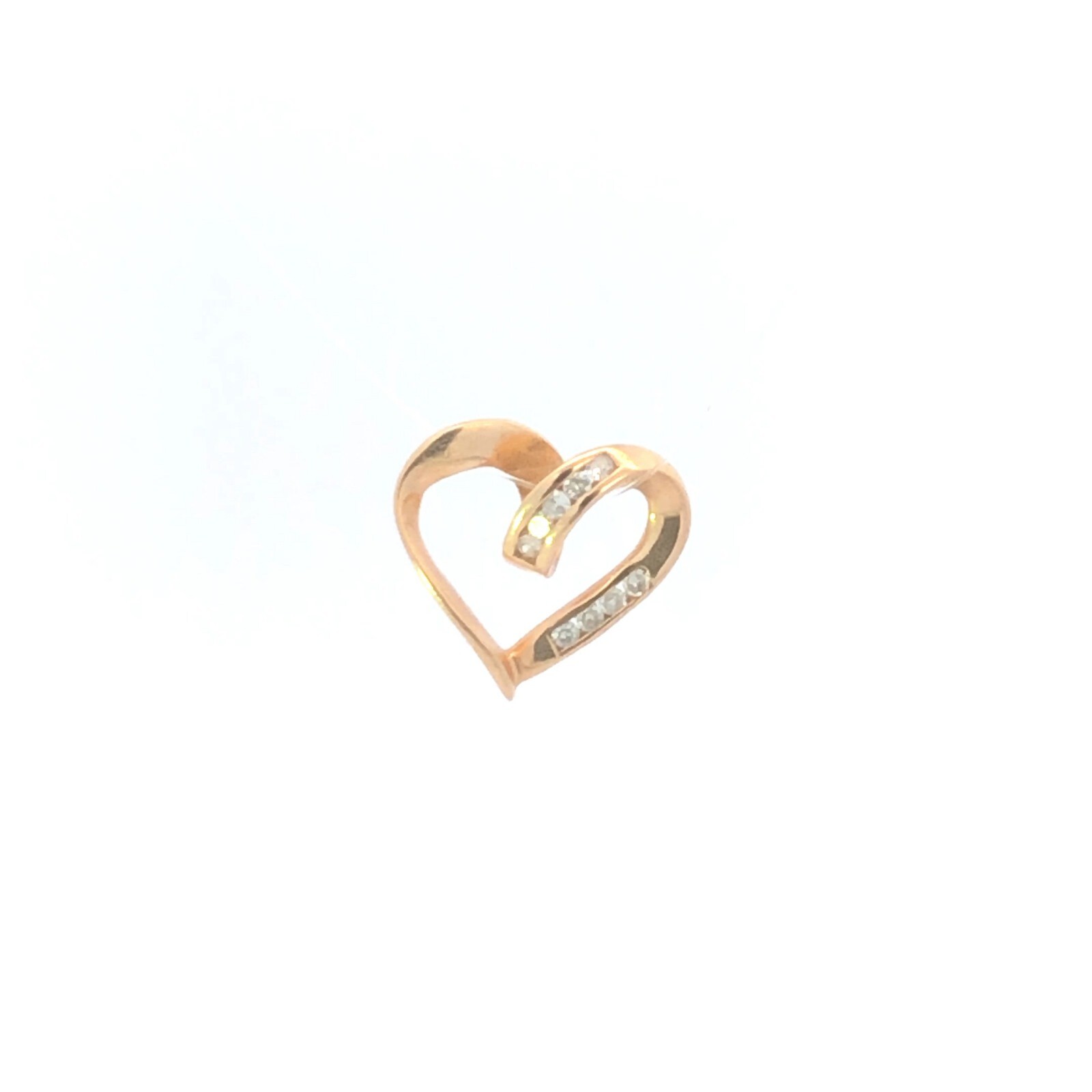 10K Vintage Diamond Heart Love Symbol Loop Pendant Ye… - Gem