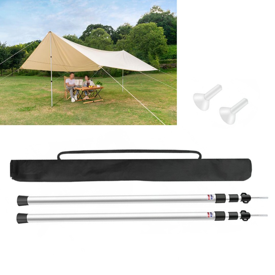 Adjustable Tarp Poles Set Of 2 Telescoping Aluminum Rods For Tent ...