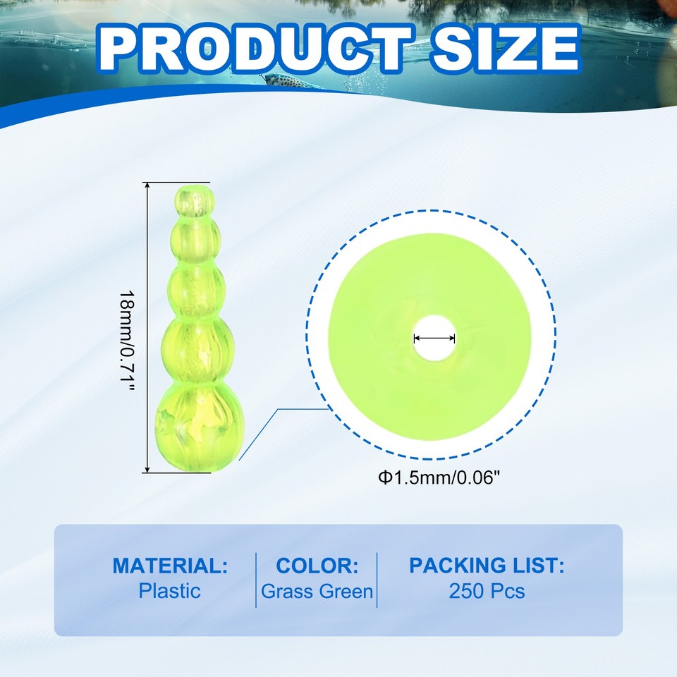250Pcs Plastic Stacked Fishing Beads Tackle Spinner Rig, Grass Green | eBay