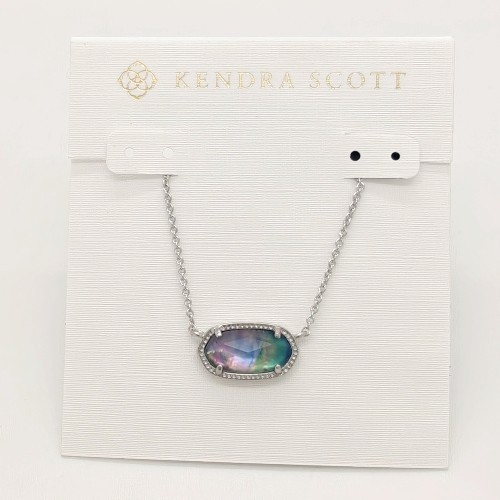 New Kendra Scott Elisa Pendant Silver Necklace in Lilac Abalone | eBay