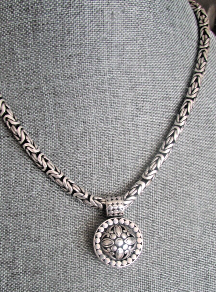 Bali Suarti BA Heavy Sterling Silver Wheat Chain Pendant Necklace 18 ...