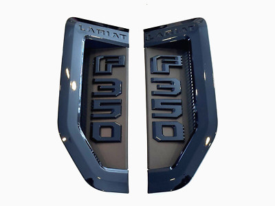 For 2017-2022 F350 LARIAT Emblems DRIVER &PASSANGER Side Badge Black | eBay
