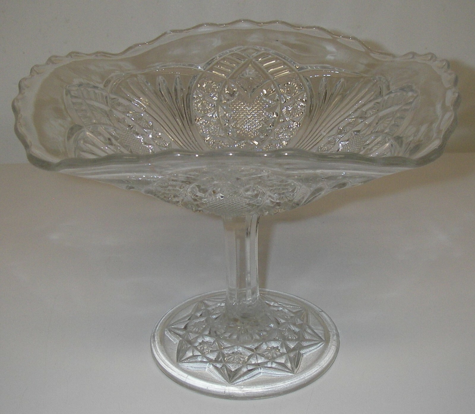 EAPG Glass Bryce Higbee MADORA Clear Compote scalloped AKA Arrowhead in ...