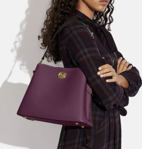 New Coach Willow Leather Shoulder Bag, Wallet SET OR Wallet Deep Berry ...