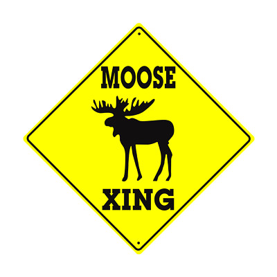 Moose Xing with Moose Graphic Crossing Road Notice Novelty Aluminum ...