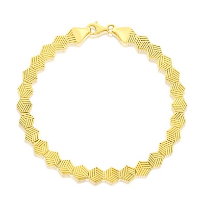 14K Yellow Gold, Lined Hexagon Bracelet | eBay