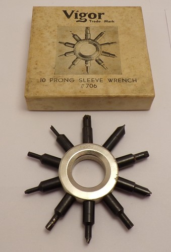 Vtg VIGOR Watchmakers 10 Prong Sleeve Wrench #706 Watch Bench Repair ...