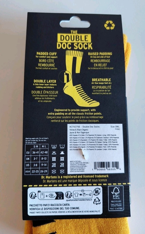 Dr Martens Double Doc Socks Size M/L Double Layer Protection | eBay UK