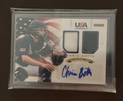 Chris Betts 2012 Panini USA 2 Patch Autograph 45/49 Relic Baseball Card ...