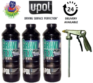 Upol GRAVITEX BLACK x 3 Stone Chip Overpaintable Protection 1 Litre ...