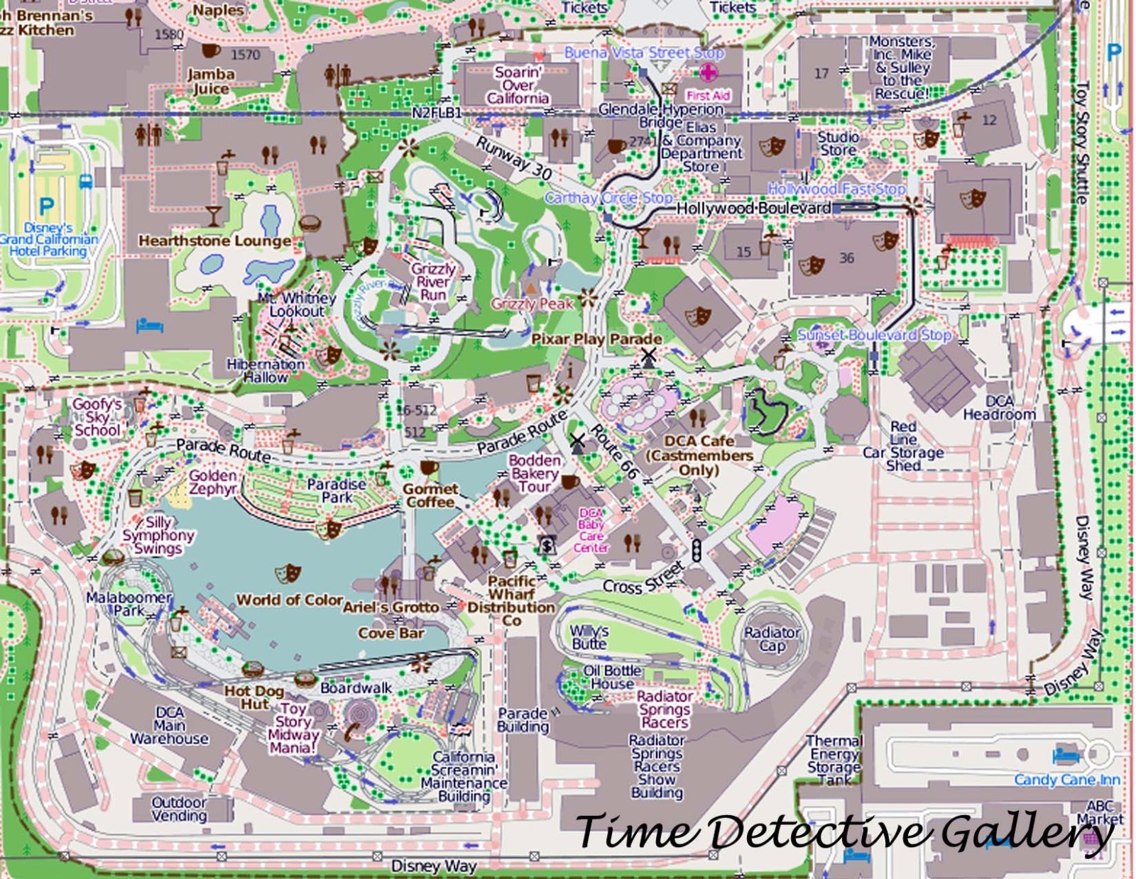 Map of Disney's California Adventure, Anaheim, CA - Vintage Map Print ...