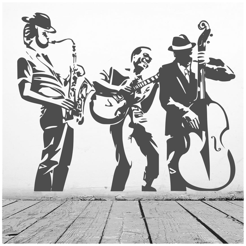 LARGE JAZZ BAND MEMBERS INSTRUMENTS WALL VINYL DECAL 22 x 26 ART MURAL ...