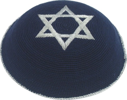 Blue Star of David Holyland Knitted Kippah Yarmulke Tribal Jewish ...