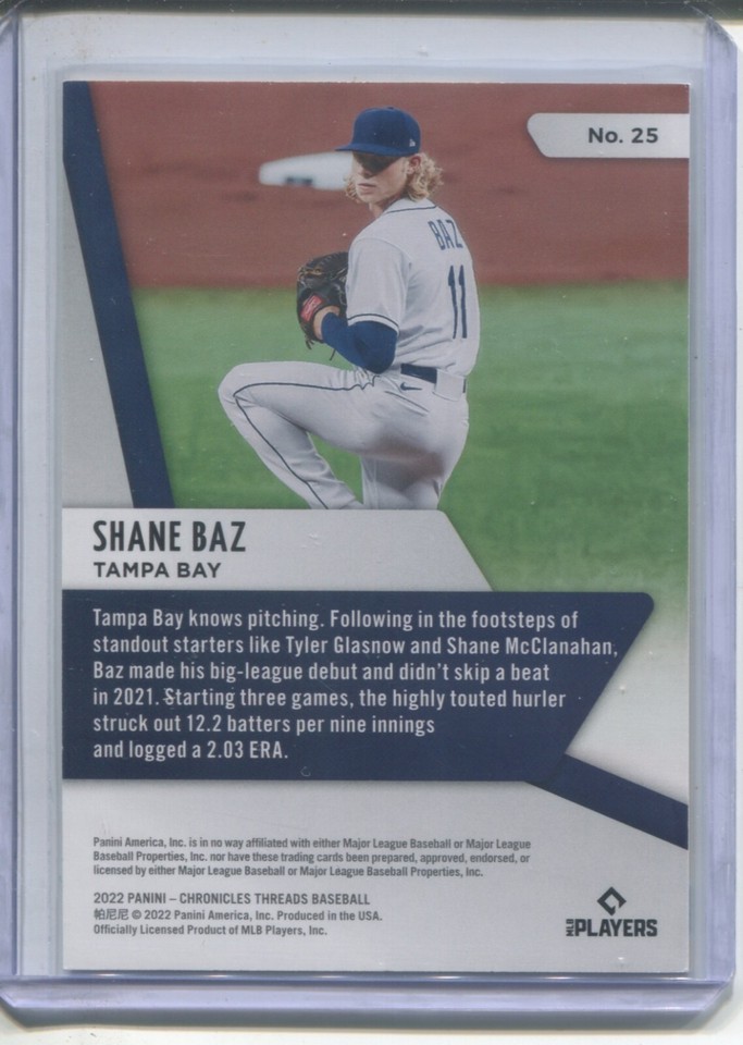 2022 Panini Chronicles Threads Shane Baz RC #25 Yellow /10 | eBay