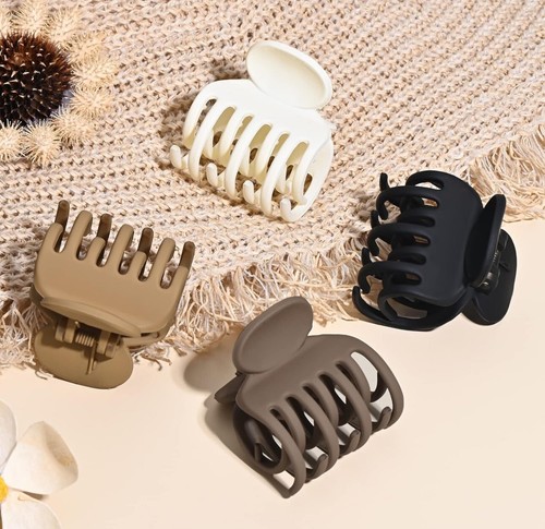 DEEKA Double Row Teeth Hair Clips Small Claw Clips for Thin Hair 4 Pack ...