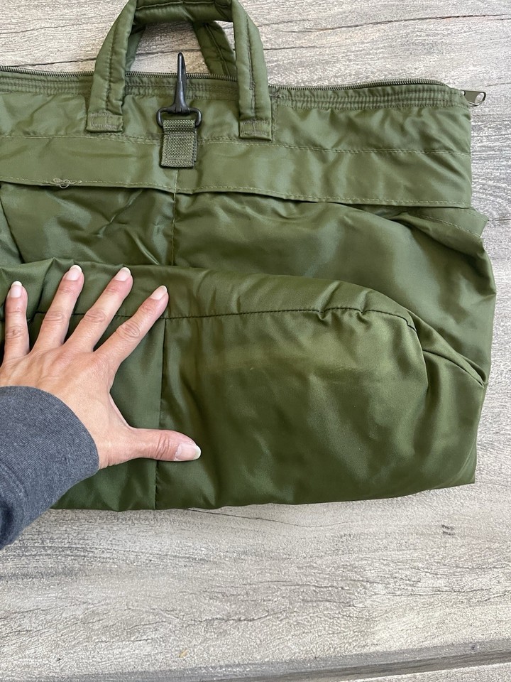 This is a U.S. Military olive green nylon pilot's helmet tote flight ...