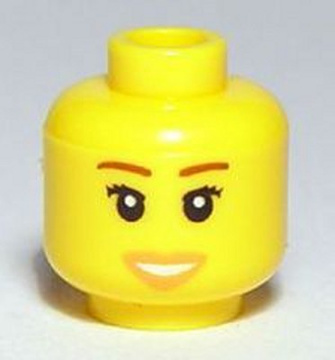 LEGO - Minifig, Head Female, Peach Lips, Open Mouth Smile & Brown ...
