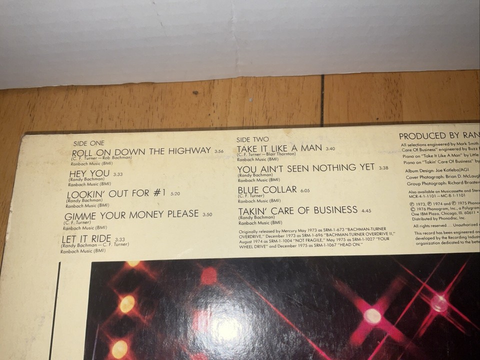 BACHMAN TURNER OVERDRIVE - Best Of BTO (Mercury) - 12" Vinyl Record LP ...