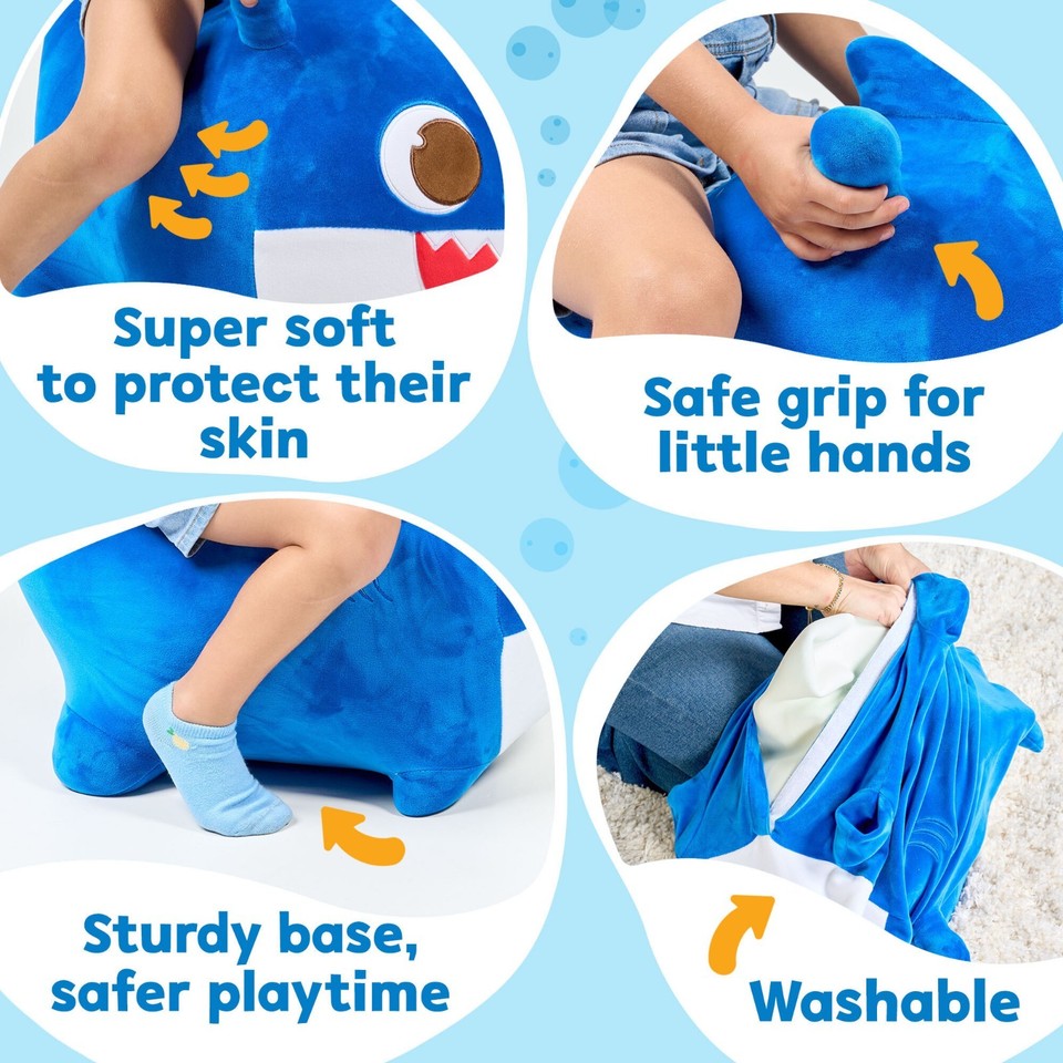 Pinkfong Baby Shark Daddy Bouncy Ride On Inflatable Hopper Plush Toy ...