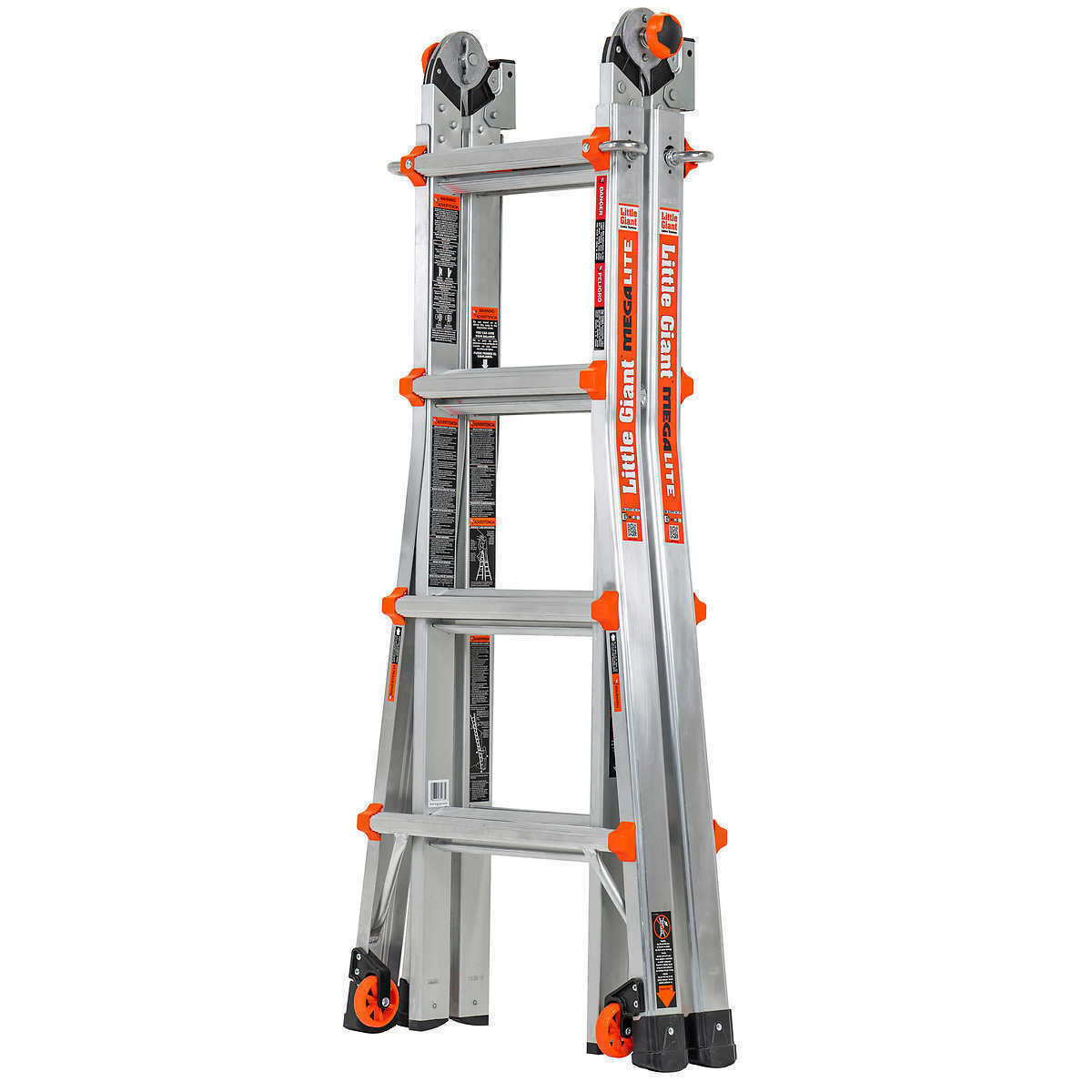 Little Giant MegaLite 17 Ladder with Tip's Glide Wheels Extends to 15 ...