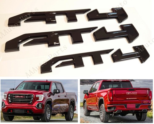 3PCS Set NEW Gloss Black AT4 Emblems Badge Fit GMC Canyon Yukon XL ...