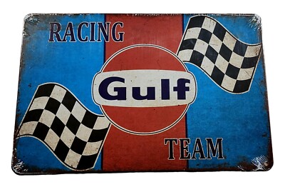Tin Sign Gulf Racing Team 30x20cm Retro Decor Man shed Garage #0418 | eBay