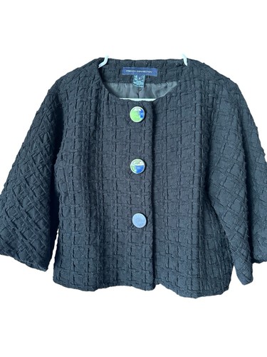 French Connection Women Black 3 Button Cardigan Crop Sz 6 Light Wear | eBay