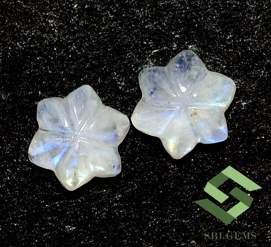8x8 mm Natural Rainbow Moonstones Hand Made Carving Star Shape Pair ...