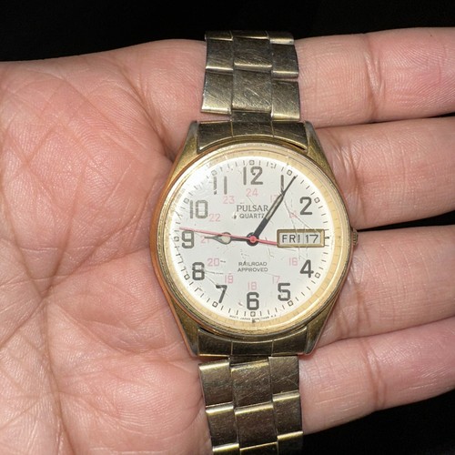 Mens Pulsar Quartz 24 Hour Railroad Approved Watch Y148-7009 W/ Date ...