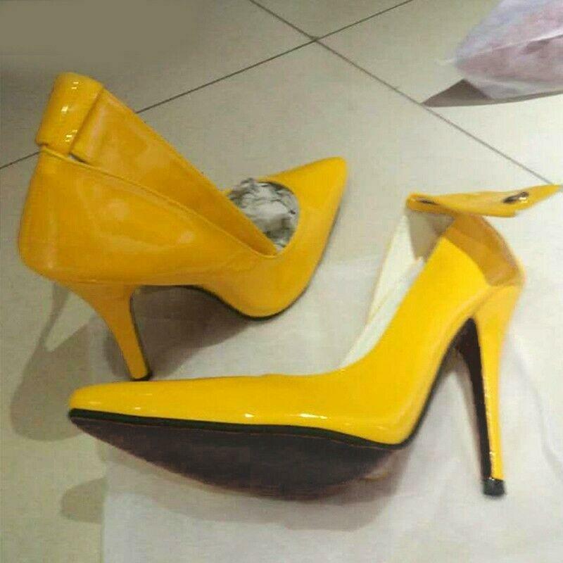 4 Inch Women's Patent Leather Shoes Lockable Padlock Pointy Toe ...