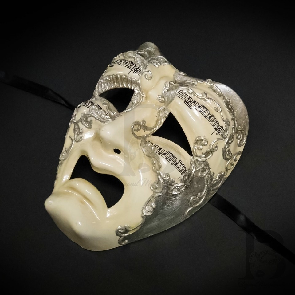 Comedy and Tragedy Masks Venetian Music Notes Masquerade Mask HIGH ...