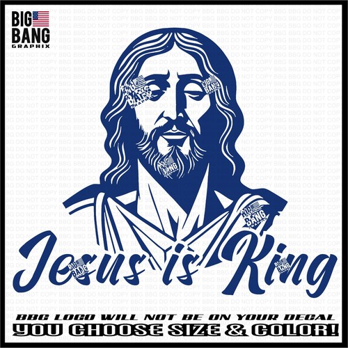 Jesus is King Vinyl Decal Sticker Catholic Christian Religious Quality ...