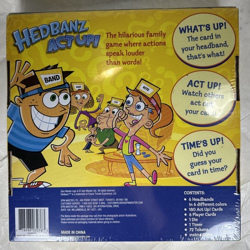 Hedbanz Act Up! Fast Acting Family Game New Sealed Head Bands Headbands ...