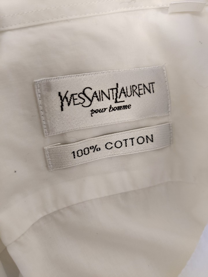 YVES SAINT LAURENT YSL LOGO WHITE LARGE SHIRT SHORT SLEEVE BUTTON UP ...