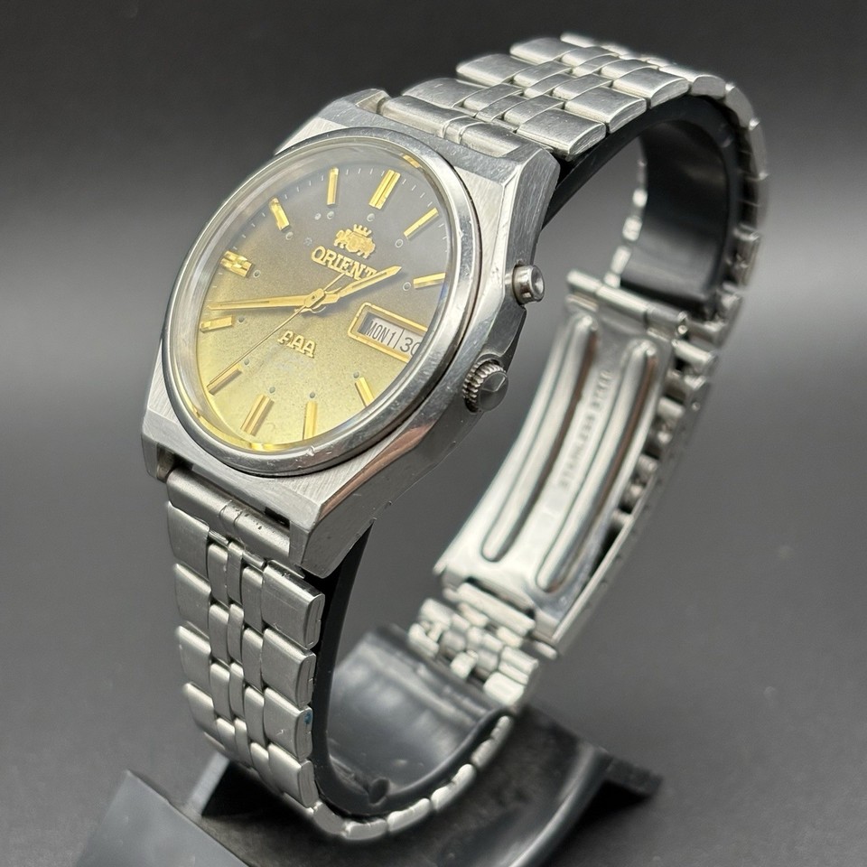 Orient 3 stars stainless steel automatic wristwatch rare dial Japan Cal ...
