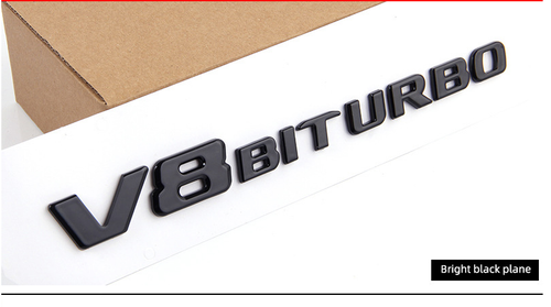 Flat Black Letters Car Styling Fender Side V8 BITURBO Emblem Badge ...
