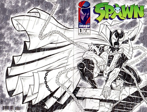 Spawn 1 Original blank cover comic book art. Spawn. Number 1 re-print ...