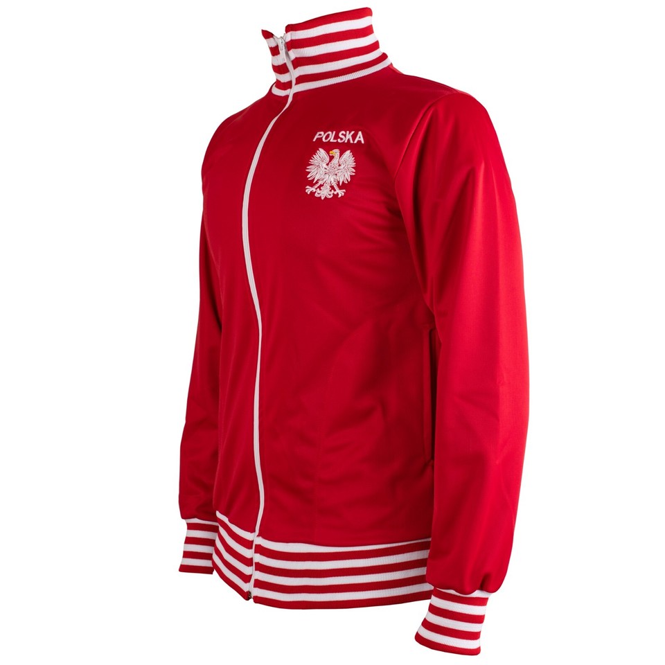 Classic Poland Polska Retro Football Red Jacket Zipped Men's Vintage ...